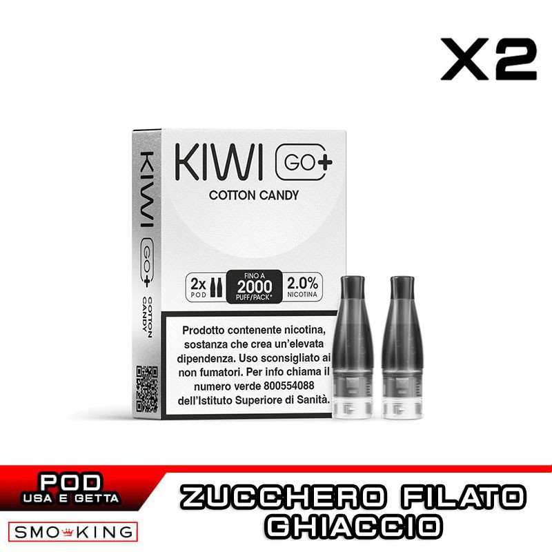 COTTON CANDY KIWI GO PLUS Pod Usa e Getta Kiwi Vapor 2 Pezzi