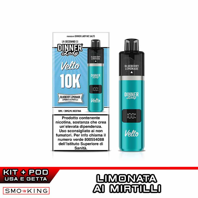 VELTO 10K Starter Kit 850mAh + Pod Blueberry Lemonade Dinner Lady